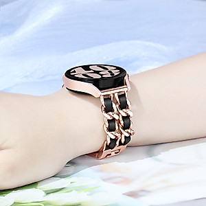 G-ficu Galaxy Watch 7 6 5 4 FE Band 20mm Chain Band for Samsung Galaxy Watch 4 5 6 7 Band 40mm 44mm, Women Metal Band for Samsung Watch Bands/5Pro/Watch 4 6 Classic/Watch 3 41mm/Active 2-Rose Gold