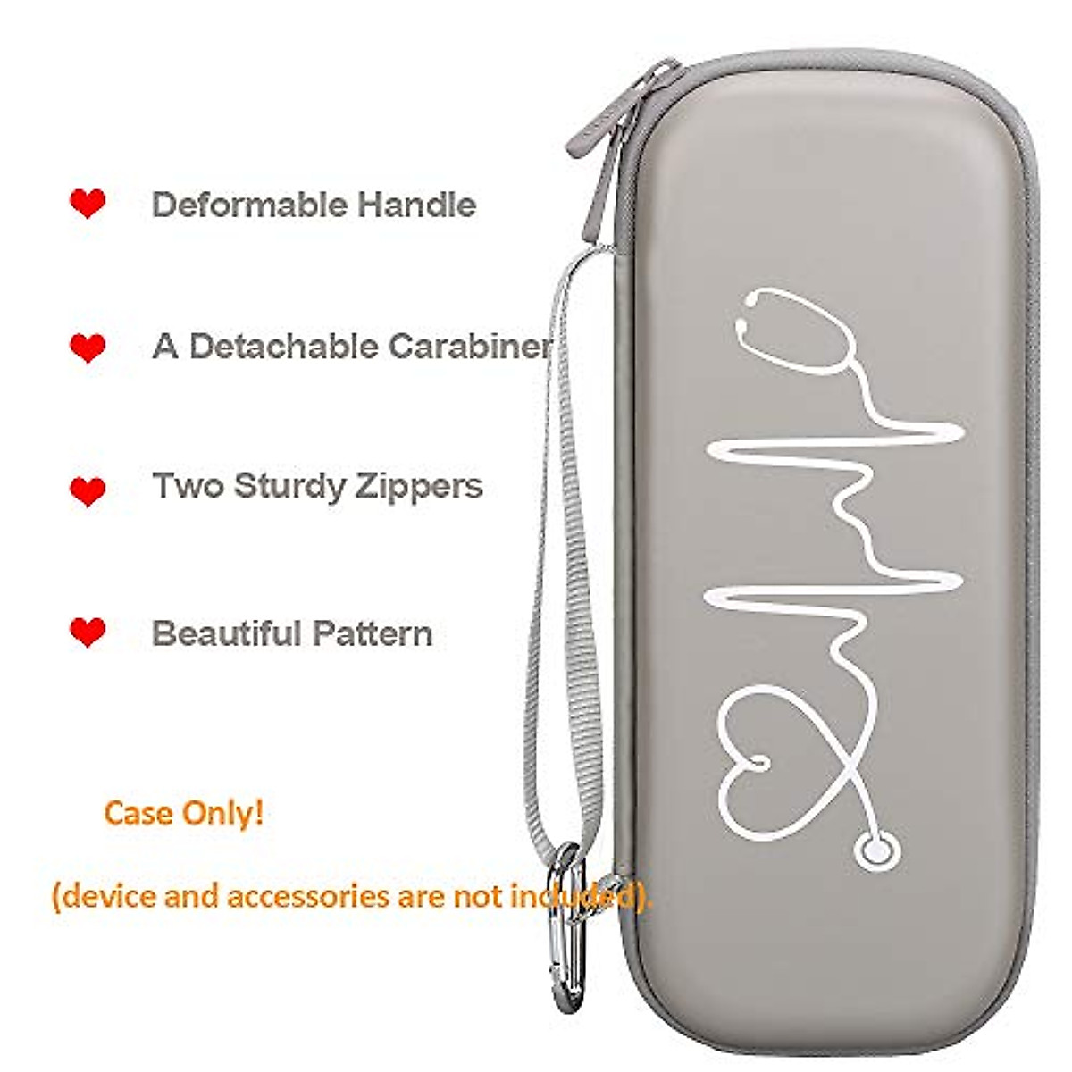 BOVKE Stethoscope Protective Case Replacement for 3M Classic III, Lightweight II S.E, Cardiology IV, MDF Acoustica Deluxe Stethoscope - Extra Room fit Nurse Accessories Penlight Medical Scissors, Grey