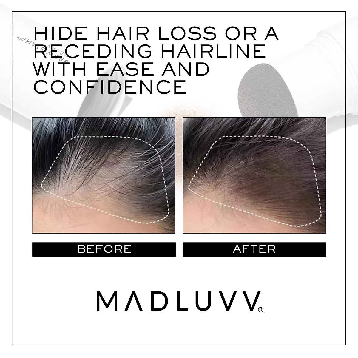 MADLUVV Brow Stamp Refill* - Color Stamp for Brows & Root Touch Up for Women & Men, Instantly Conceal Hair Loss, Grey Hair, Thinning Hair with Stain-Proof/Smudge-Proof Powder Formula (Soft Brown)