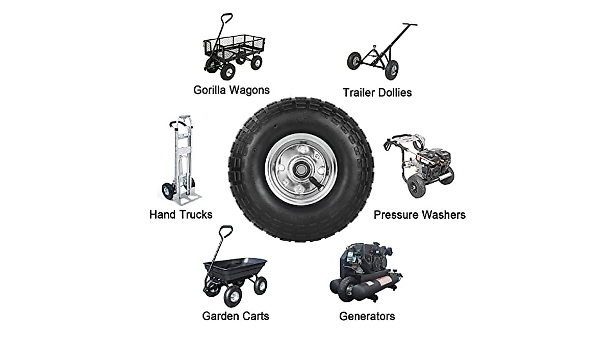 Heavy-Duty 10-Inch Pneumatic Utility Wheels for Hand Trucks & Garden Carts