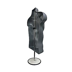 DisplayTown Gray Male and Female Mannequin Torso with Metal Stand Hollow Back Body Stackable Dress Form for Tshirt Display, Countertop, Craft Shows, Photos and Design, S-M Clothing Size
