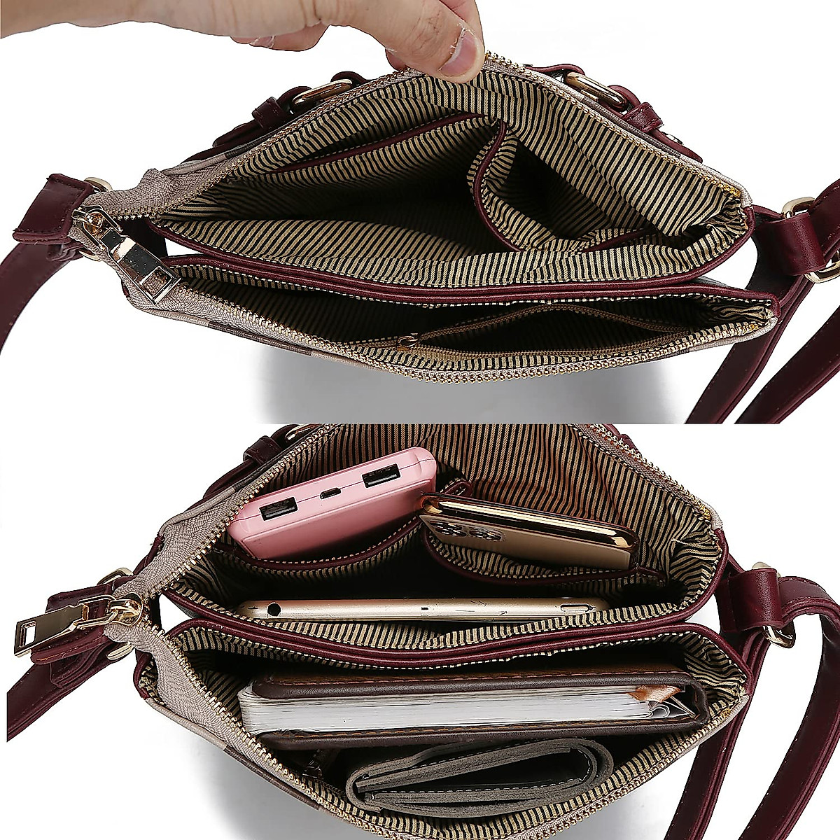 MKF Crossbody Bags for women - Adjustable Shoulder Strap - PU Leather Handbag - Crossover Side Messenger Purse