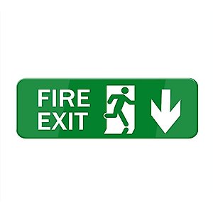 FZQDMT Fire Exit Sign For House (With Strong Adhesive Tape), 3" X 10" Premium Durable For Home & Office,Acrylic Signs For Front Door/Wall/Window, Clear And Easy To Read