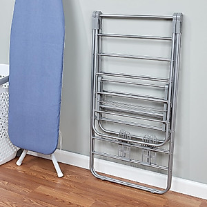 Foldable Clothes Drying Rack with Shoe Drying Area by Home Basics | Powder Coated Steel, Collapsible Design with Shelf, Ample Drying Space | Expands on Both Sides