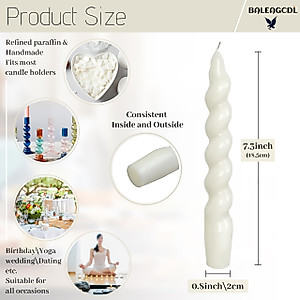 Spiral Taper Candle Milk White Unscented Twisted Candlesticks 7.5 Inch Smokeless Short Candle Stick for Wedding Dinner Decor Creative Gift 2PCS
