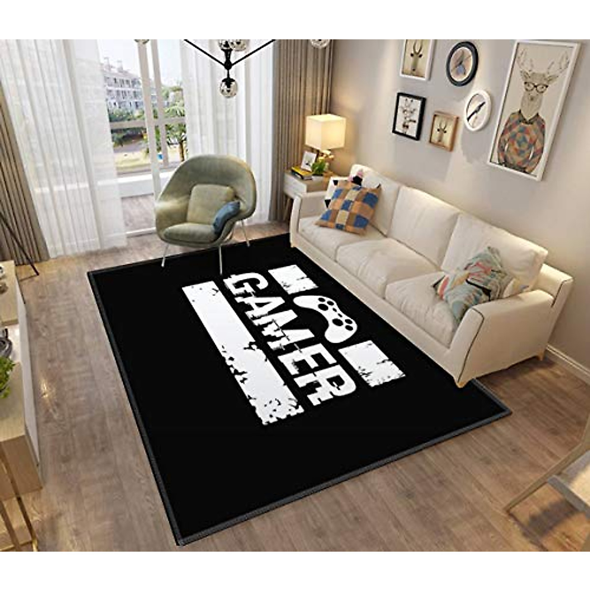 Gamer Video Game Player Gaming Area Rugs Non-Slip Floor Mat Doormats Home Runner Rug Carpet for Bedroom Indoor Outdoor Kids Play Mat Nursery Throw Rugs Yoga Mat