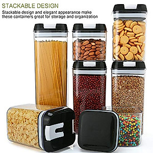 Airtight Food Storage Containers - MCIRCO 7 Pcs BPA Free Plastic Containers with Upgraded Lids - Kitchen & Pantry Organization and Canisters for Cereal,Flour, Include Label and Measuring Tools