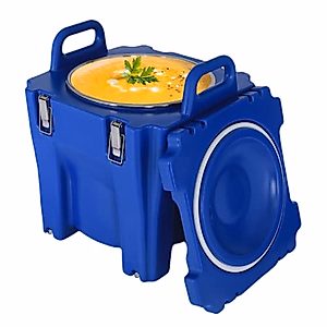 FORCOOK Insulated Soup Carrier Catering Supplies 8 Gallon Commercial Food Warmer Hot Box for Food Storage Hot Box Food Warmer for Parties with 18/8 Stainless Steel Liner Leak-Proof Blue
