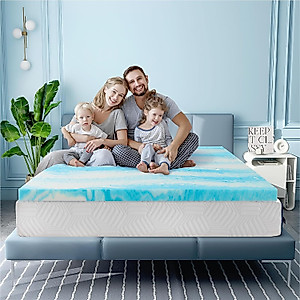 MUUEGM 3 Inch Gel Memory Foam Mattress Topper King Size,Cooling Mattress Pad for Pressure Relieving,Bed Topper in a Box for Dorm Bedroom,Ventilated Design,Soft & Breathable,CertiPUR-US Certified