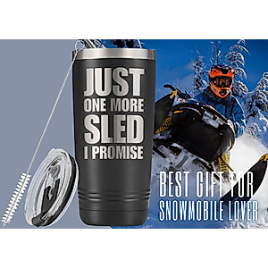 Onebttl Snowmobile Gifts For Men, Gifts for Sled Moto Snowmobiling Lover, 20 oz/590 ml Stainless Steel Insulated Tumbler with Straw, Lid, Just One More Sled I Promise
