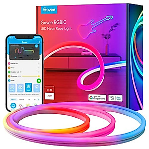 Govee Neon Rope Lights, RGBIC Rope Lights with Music Sync, DIY Design, Works with Alexa, Google Assistant, Gaming Lights, 10ft LED Strip Lights for Bedroom Living Room Decor (Not Support 5G WiFi)