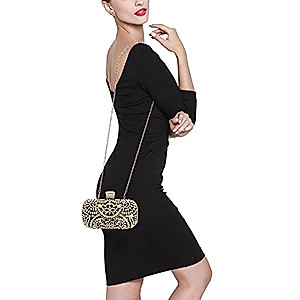 Yokawe Womens Crystal Evening Clutch Bag Bridal Wedding Purse Rhinestone Party Prom Handbag (Black)