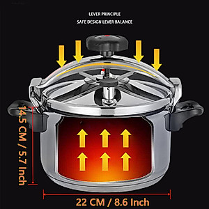 Aluminum Pressure Cooker, 3L/4L/5L Large Capacity Pressure Cooker for Gas Stove Induction Cooker, Explosion Proof Pressure Canner with Easy Lock Lid, Fast Cooking Cookware (5L-22CM Bottom))