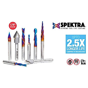 Amana Tool AMS-174 8-Pc General Purpose CNC Router Bit Collection in Wooden Box 1/4 Inch Shank