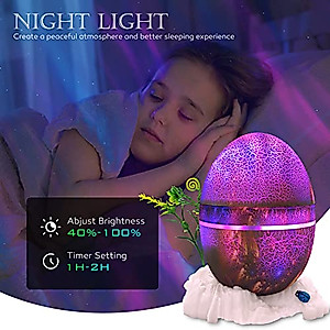 Star Aurora Galaxy Projector Dinosaur Egg Projector Night Light with Bluetooth,Timing Function,14 Colors Mixed Ocean Wave Move Star Lights for Birthday Party,Computer Room and Game Room Decoration