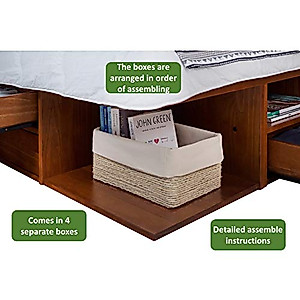memomad Bali Storage Platform Bed with Drawers (Queen Size, Caramel)