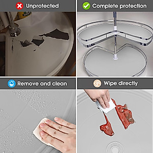 ZDLS Lazy Susan Shelf Liner,Silicone Lazy Susan Liners for Dual Tier Pie Cut Lazy Susan Organizer,Non-Slip Thermal Protection Lazy Susan Mat 2 PCS (Gray, 28")