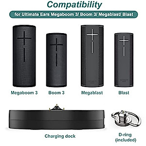 Kissmart Power Up Charging Dock for Ultimate Ears Boom 3 / Megaboom 3 / Megablast/Blast, Replament Charger Dock Cradle Station with USB Port for UE Boom 3/Megaboom 3/Megablast/Blast (Black)