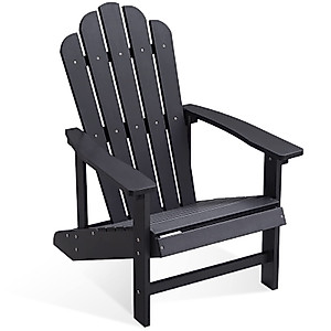 EFURDEN Adirondack Chair, Polystyrene, Weather Resistant & Durable Fire Pits Chair for Lawn and Garden, 350 lbs Load Capacity with Easy Assembly (Black, 1 pc)