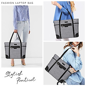 Laptop Bag for Women,ChaseChic Waterproof Classic Teacher's Tote Bag 15.6in Computer Work Bags for Women with Luggage Strap(Charcoal Gray)