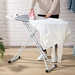 ALIMORDEN Space Saver Ironing Board 36" X 12" with Smart Hanger Adjustable Height 23.8"-30.7" Easy Storage, Padded Top Lightweight for Home Laundry Room Use Grey