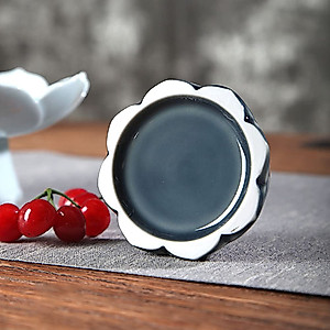 Kelendle Pedestal Fruit Bowl Centerpiece Decorative Compote Footed Bowl Ceramics Dessert Serving Bowl Tray Display Stand Lotus Drain Plate for Kitchen Counters for Fruits Breads Snacks (Red)