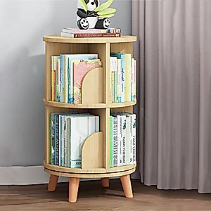 Gdrasuya10 Upgraded 2 Tier 360 Rotating Bookshelf with Legs, Small Stackable Bookshelf Wood Bookcase Organizer Book Display Shelves Storage for Living Room Bedroom Study Room