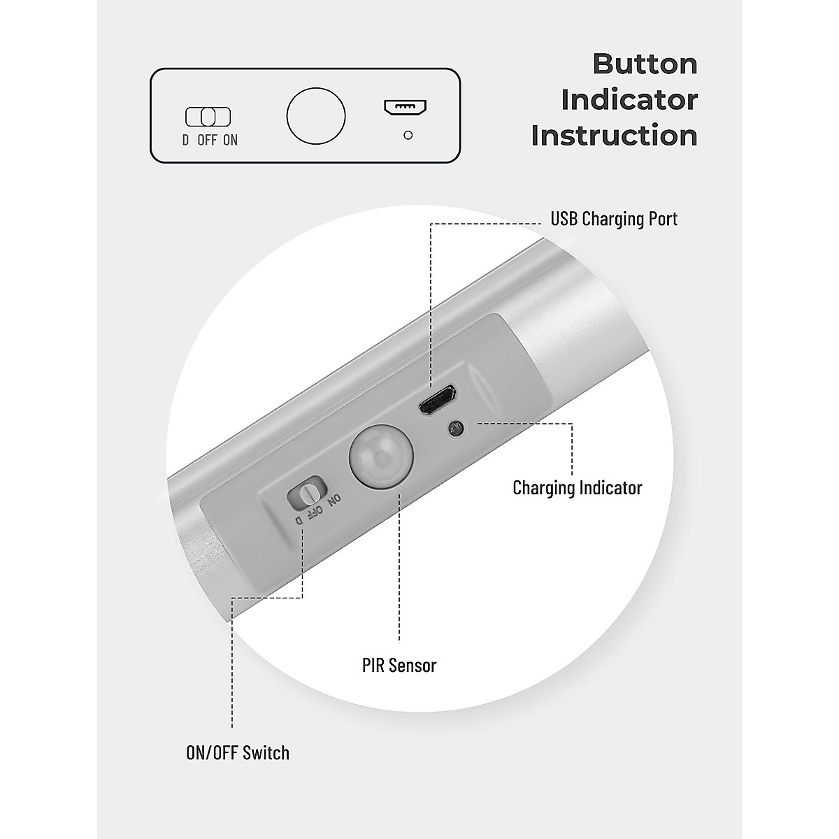 Joyzy 2 Pack Closet Lights Motion Sensor Closet Lighting with LED, Eye Protection Design for Pantry Light Automatic Wireless Lighting, LED Rechargeable Night Light for Wardrobe Under Cabinet Lights