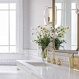 WOWOW Gold Bathroom Faucet 3 Hole Bathroom Sink Faucet Widespread Vanity Faucet 2 Handle Brass Basin Faucet with Pop Up Drain 8 Inch Mixer Tap Antique