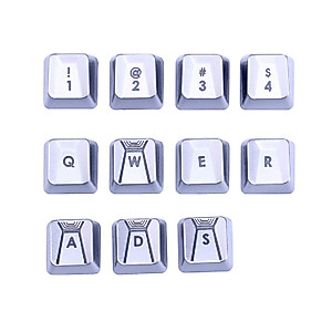 HUYUN Performance Gaming keycaps Replacement for Romer-G Switch Logitech G310 G413 G613 G810 K840 G910 Mechanical Keyboard (Sliver 11 Keys)