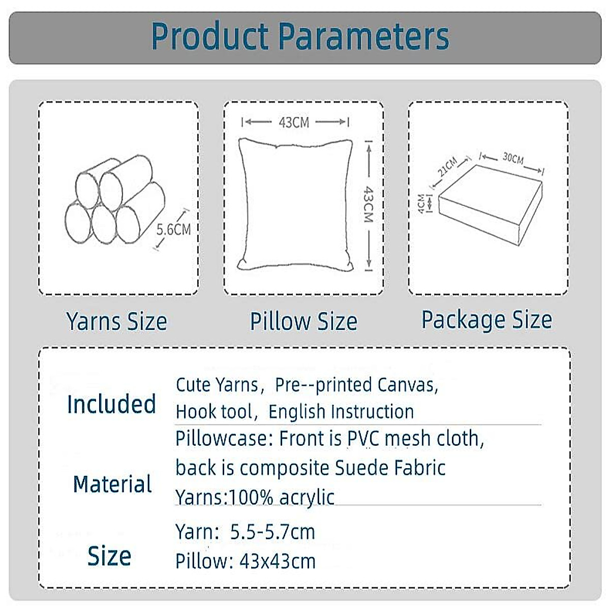 Little Yellow Ducks Latch Hook Kits Pillow DIY Printed Canvas Handmade Cushion Crochet Yarn Embroidery Needlework Hook Latch Kit Pillowcase Rug Cover Christmas Home Sofa Decoration 43x43cm