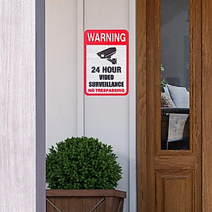 5 Pack Video Surveillance Sign Reflective Sticker Decal Self Adhesive 5.9" x 4", No Trespassing Warning Sign for Home Business CCTV Security Camera, UV Protected & Waterproof, Indoor & Outdoor Use