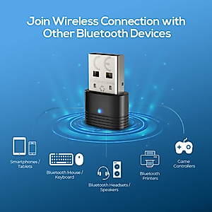 Wireless Adapter for PC,USB Wireless Adapter 5.0, Plug and Play Wireless Transmitter & Receiver Compatible with Win 7/8.1/10, for PC, Desktop, Laptop, Keyboard, Headset, Mouse, Printer