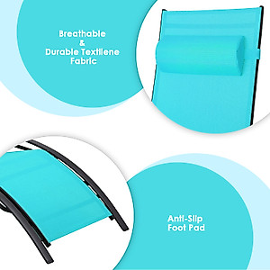 AthLike 3 pcs Poolchairs Patio Chaise Lounge Set with Headrest, 5-Level Adjustable Sunbathing Tanning Poolside Recliner Chairs with Side Table for Outdoor Beach (Black)