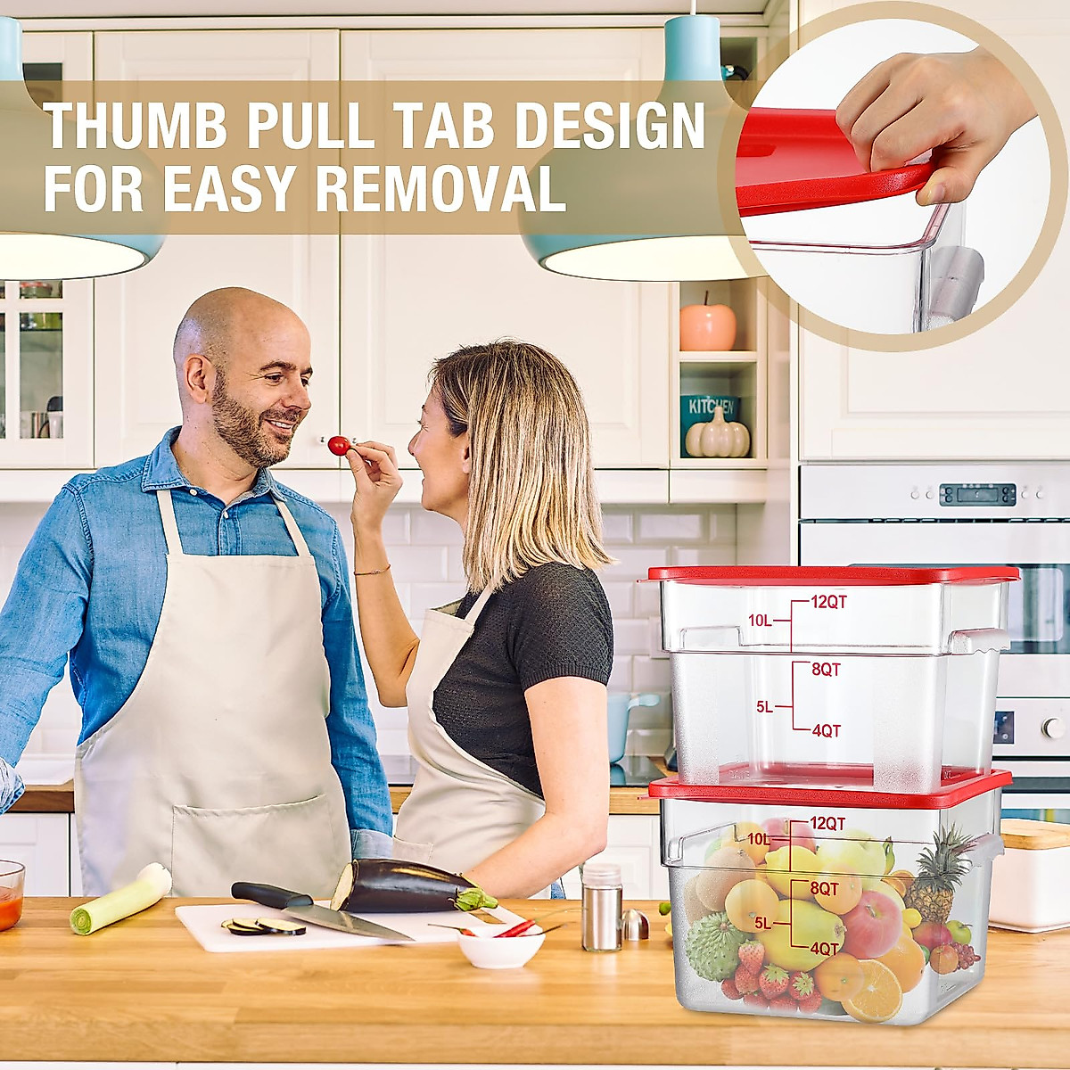 Baderke 2 Pcs Lids for Square Commercial Food Storage Containers Polycarbonate Lids(Only Lids) food Storage Containers for Commercial Kitchen Dough Marinating Meat