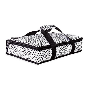 Steel Mill & Co Casserole Carrier for Hot or Cold Food, Fits 9”x13” Glass Baking Dish with Lid, Insulated Food Carrier for Picnics, Cookouts, and Potlucks, Black Dots