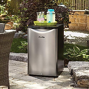 Danby DAR044A6BSLDBO 4.4 Cu.Ft. Outdoor Mini Fridge, IPX4-Rated Stainless Steel Look All Refrigerator for Patio, Cabana, Pool Bar, E-Star Rated, Spotless Steel
