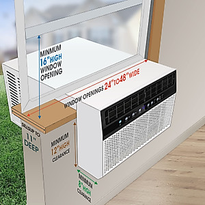 R.W.FLAME U-Shaped Air Window Conditioner 12000 BTU, Full Window View, Ultra Quiet AC Unit, Cools up to 550 Sq. Ft. Living Room/Bedroom/Home, Remote Control, Energy Efficient, Washable Filter, White