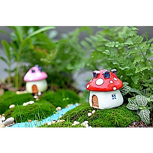 SUN-E 4 Color&Size in Set Miniature Fairy Garden Mushroom House Ornament Outdoor Decor Home Office School Decoration