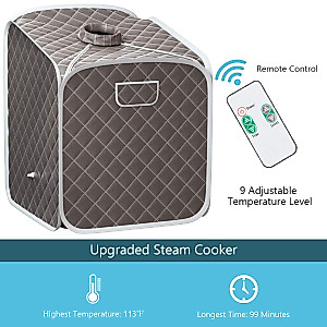 Giantex Portable Steam Sauna Spa 2L Folding Private Sauna Tent W/Chair Foot, Massage Roller, Absorbent Pad,9 Adjustable Temperature Levels for Stress Fatigue 33 x 33x 42 Inch (Gray)