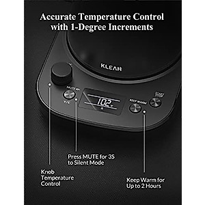 KLEAH Gooseneck Electric Kettle for Coffee Tea Brewing, 0.8L Pour Over Kettle, Keep Warm for 2H Stainless Steel Kettle Auto Shutoff Boil-Dry Protection Digital Display Black for Gift