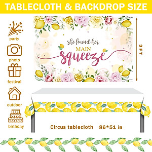 Fiesec Lemon Bridal Shower Decorations, She Find Her Main Squeeze Bachelorette Party Decorations Backdrop Balloon Garland Glitter Banner Tablecloth Cake Cupcake Topper Sash Ring Gold Yellow