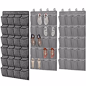 Over the Door Hanging Shoe Rack Organizer for Closet, Kids Shoes Storage Holder with 40 Large Mesh Pockets & Sturdy Hooks for Door and Wall