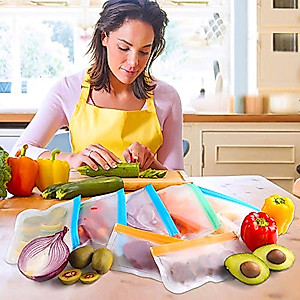 SYEENIFY Reusable Food Storage Bags,Freezer Bags for Food,Reusable Gallon Freezer Bags,Reusable Lunch Snack Bags,BPA FREE Leak-proof Freezer Bags for Meat Fruit Veggies(24 Pack)