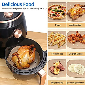 200Pcs Upgraded Air Fryer Parchment Paper, VOASUE 8.5 Inches Square Perforated air fryer disposable paper liner for Air Fryer Premium Bamboo Steamer Oven and Baking (Unbleached)