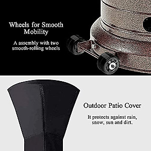 SOARRUCY Outdoor Heaters for Patio Propane - Patio Heater with Cover with Wheels,48000 Btu Stainless Steel Propane Heater for Garden,Party