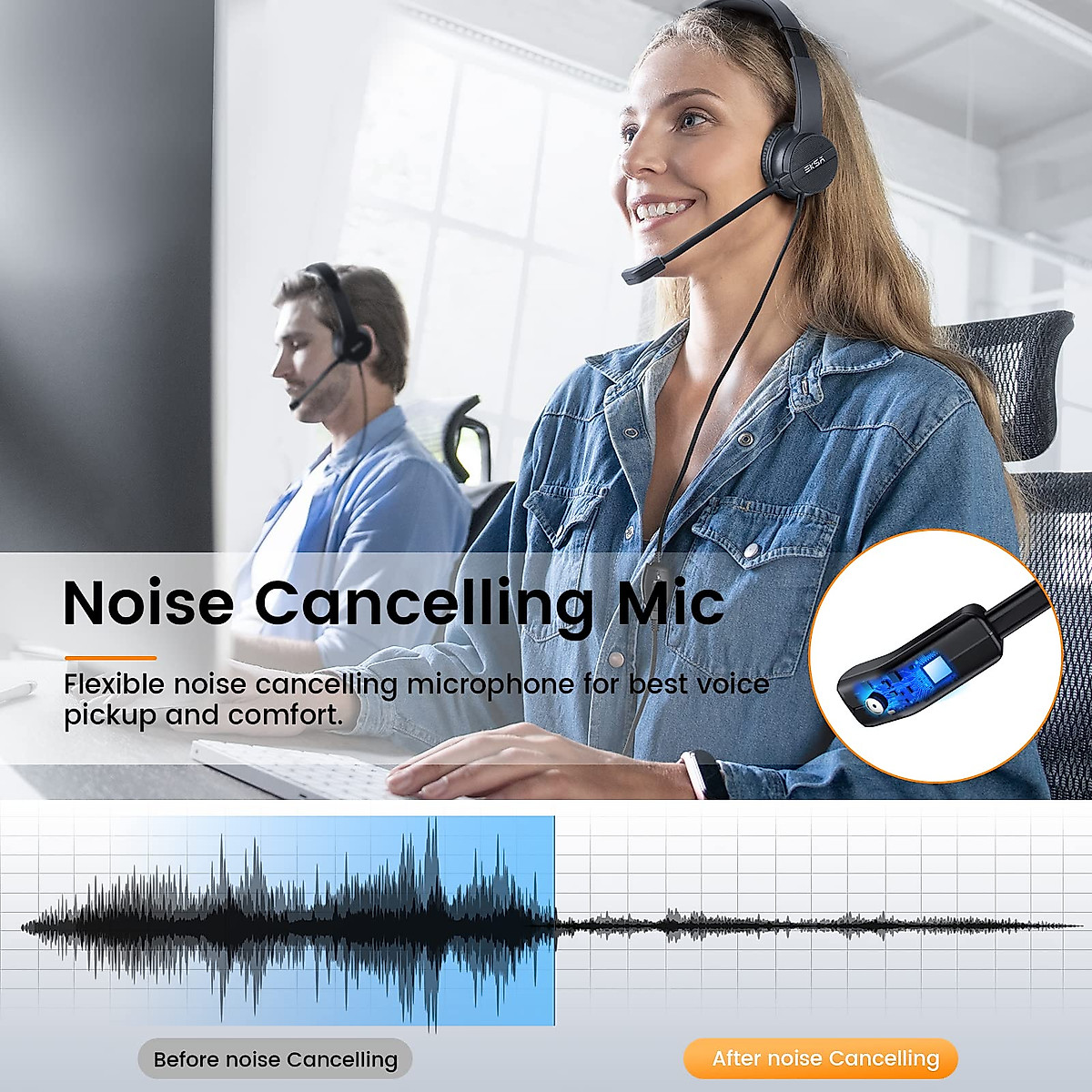 Headsets with Microphone for Laptop, 3.5mm Wired Computer Headset Super-Lightweight Noise Cancelling Headphones with in-line Control Volume & Mute, PC Headset Perfect for Classroom, Home or Office