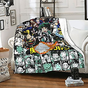 Throw Blanket for Couch Cartoon Characters Soft Cozy Deku Blanket Soft Plush Fluffy Warm Cozy Anime Fans Blanket for Bed Sofa Camping Travel 50''X40''