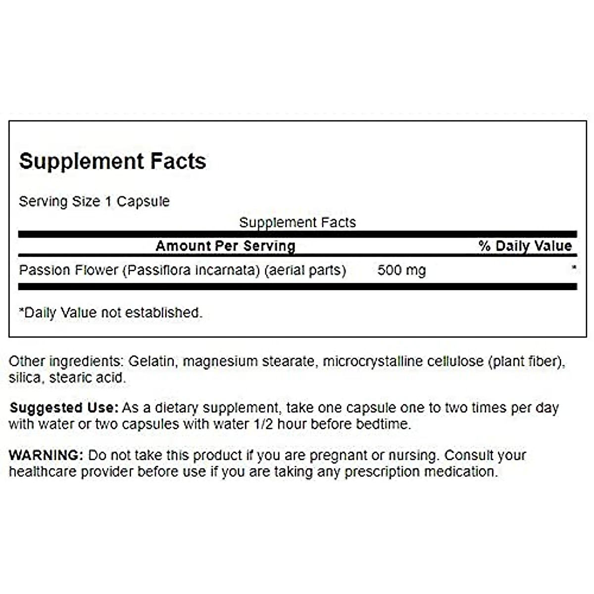 Swanson Full-Spectrum Passion Flower Stress Support 500 Milligrams 60 Capsules (3 Pack)