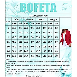 BOFETA Women's Casual 3/4 Sleeve Blazers Open Front Solid Lapel Ruched Sleeve Jacket Blazer Black M